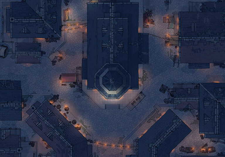 The Medieval City Center Battle Map | 2-Minute Tabletop