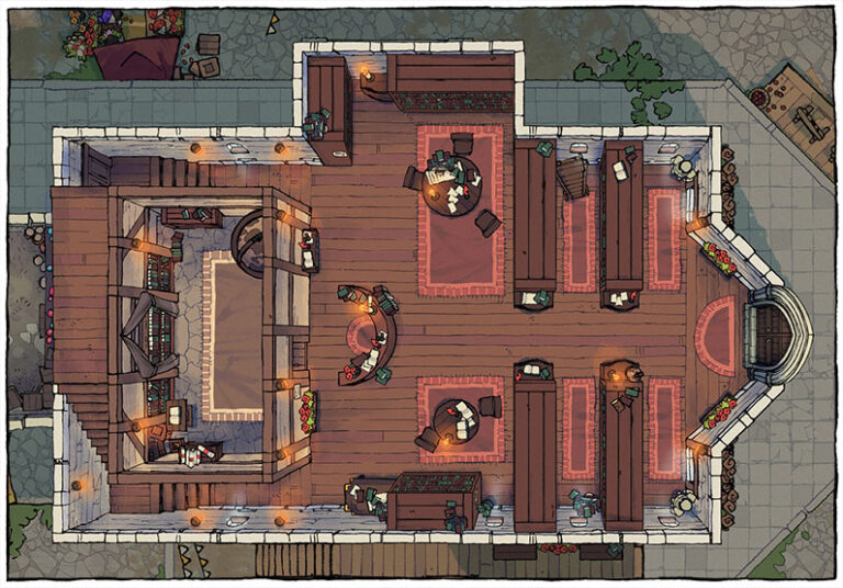 Medieval City Center battle map - Library Interior Map | 2-Minute Tabletop