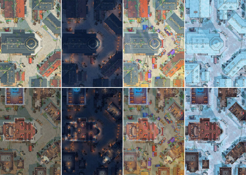 The Medieval City Center battle map by 2-Minute Tabletop