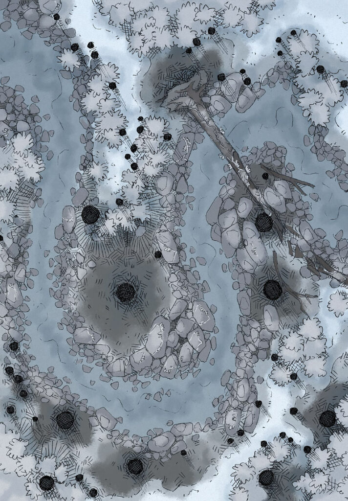 Jungle Stream Snow Variant battle map - Large Preview | 2-Minute Tabletop