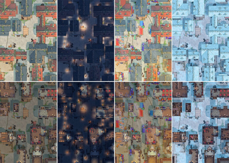 The Medieval City Streets battle map by 2-Minute Tabletop