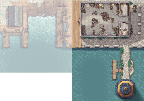 The Shipyard Warehouse battle map by 2-Minute Tabletop