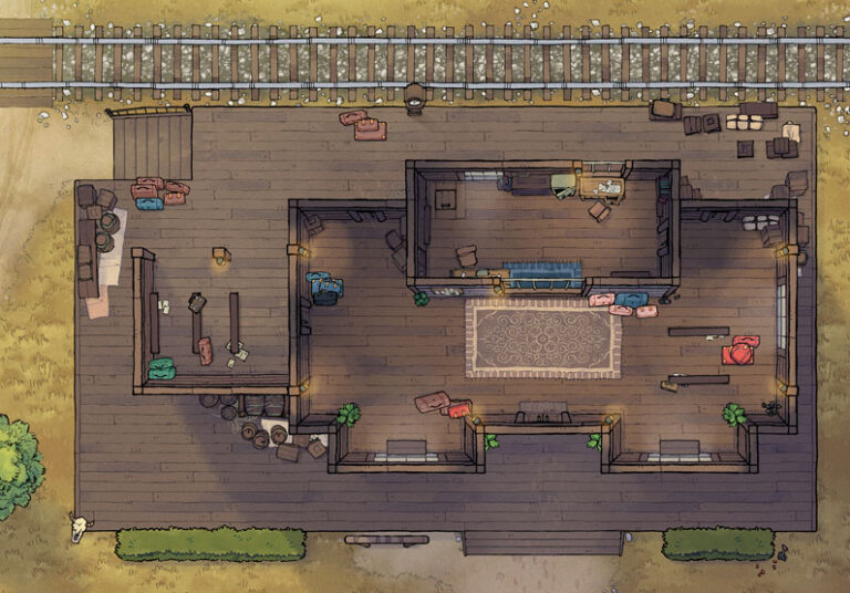 The Wild West Train Station Battle Map | 2-Minute Tabletop