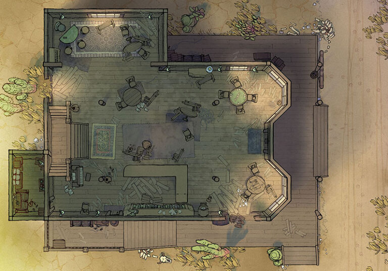 The Wild West Saloon Pack | Maps & Assets by 2-Minute Tabletop