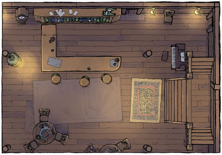 The Wild West Saloon Pack | Maps & Assets by 2-Minute Tabletop