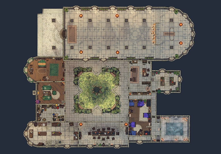 The Temple of Sages battle map by 2-Minute Tabletop