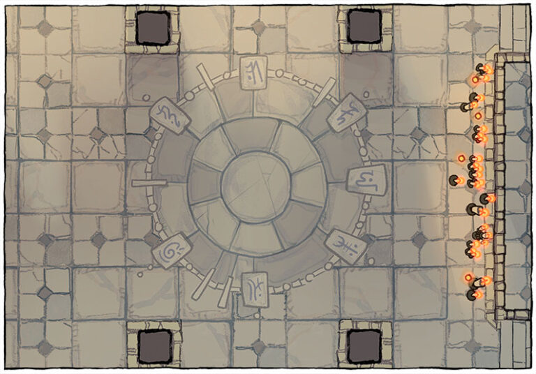 The Temple of Sages battle map by 2-Minute Tabletop