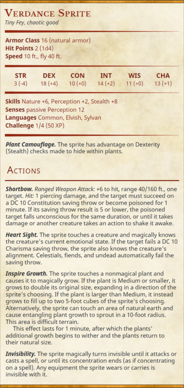 Verdance Sprite | 2-Minute Tabletop