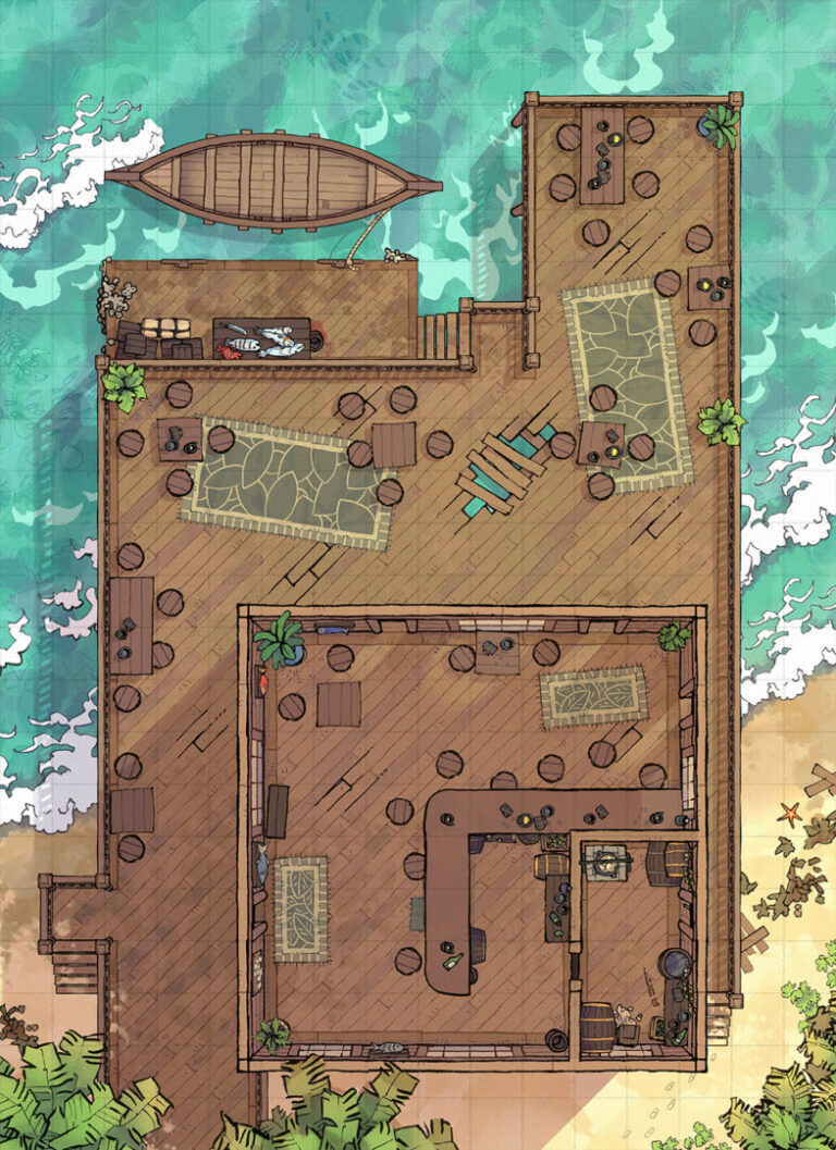 Seaside Bar battle map - Large preview | 2-Minute Tabletop