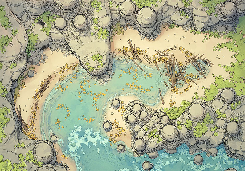 The Driftwood Cove battle map by 2-Minute Tabletop