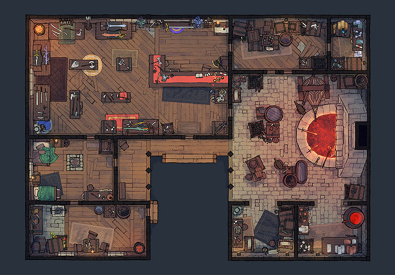 The Metalsmith's Workshop battle map by 2-Minute Tabletop