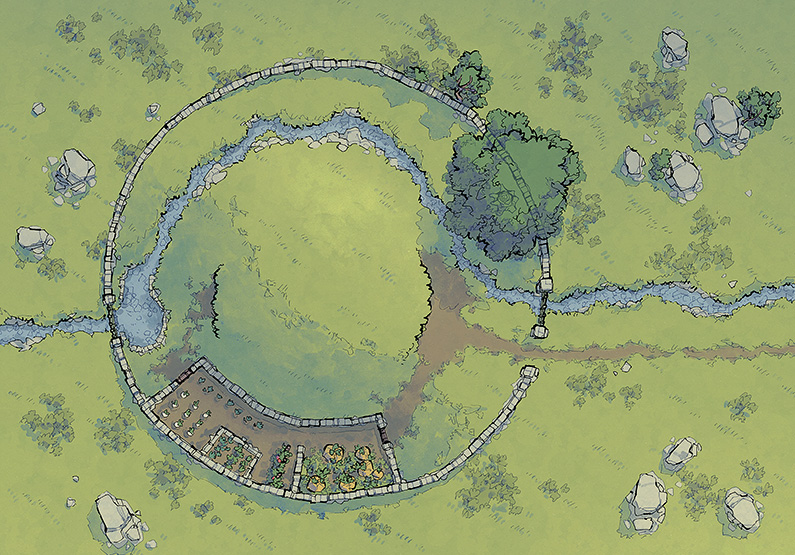 The Dwarven Ranch battle map by 2-Minute Tabletop