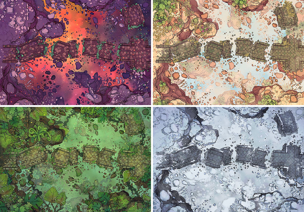 The Shattered Bridge Pack | Maps & Assets by 2-Minute Tabletop