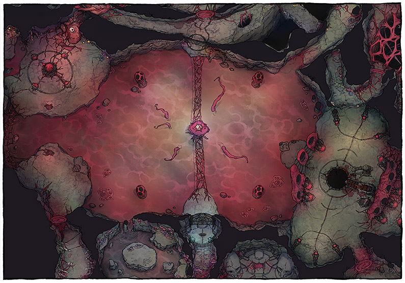 The Living Depths Pt.3 dungeon map by 2-Minute Tabletop