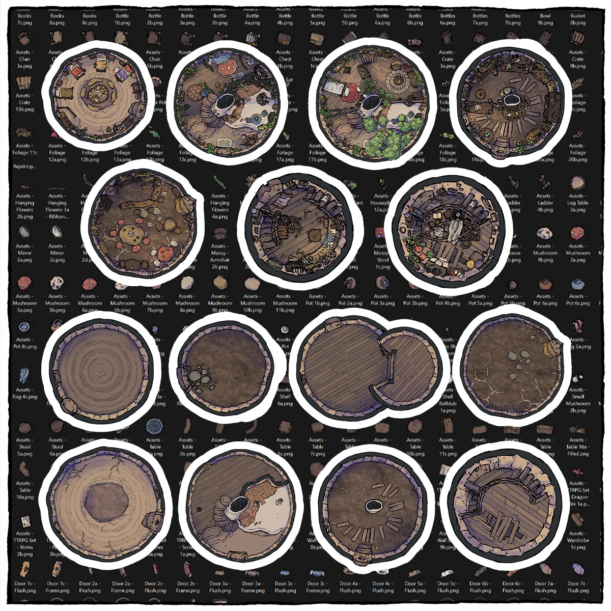 The Mushroom Village Interiors Pack | 14 Maps | 586 Assets