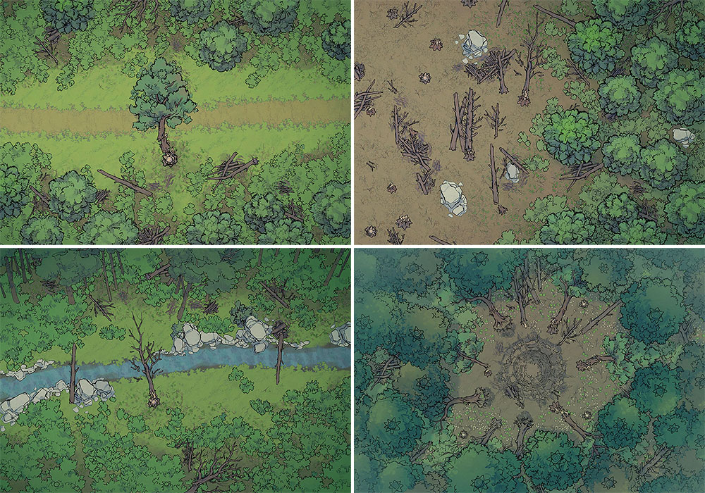 The Fallen Tree Map Assets Pack | 4 Maps | 165 Assets