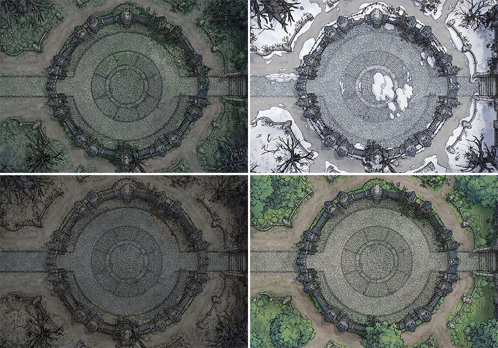 The Choked Courtyard Pack | 8 Maps | 83 Assets