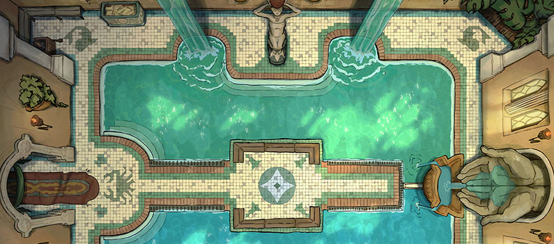 The ROYAL BATHHOUSE Battle Map | 2-Minute Tabletop